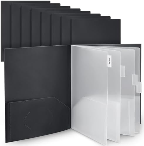 Amazon.com : Colarr 8 Pcs 10 Pocket Folders Sturdy Plastic Multi ...