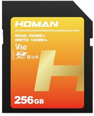 Homan UHS-II SD Card (V60) 256GB fit for Any Environmental Temperature ...
