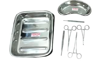 FORGESY Dressing Instrument Set (7 PC) Stainless Steel Convenient Tray ...