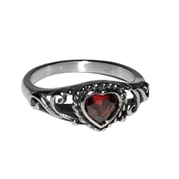 Amazon.com: SILVERWORLDSHOP 1 Ct Heart Shape Ruby Diamond Vintage ...