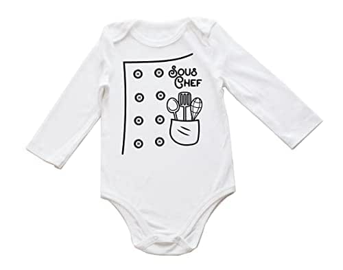 Amazon.com: Little Cook Baby Bodysuit Kids Girl Boy SOUS CHEF Shirts ...