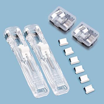 HEBEZON Mini Push Stapler with 100pcs Reusable Refill Clips, Clear Pink ...