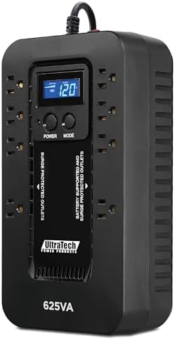 Amazon.com: UltraTech 0E-625V8LCD2 UPS, 650VA/390W, 8 Outlets (4 with ...