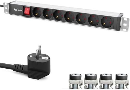 HB-DIGITAL Power Strip 19 Inch 7 Sockets for Server Cabinet 1U ...