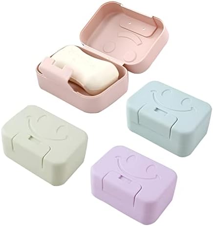 4 PCS Travel Portable Shower Soap Dishes, Easy Cleaning Soap Case Bar ...