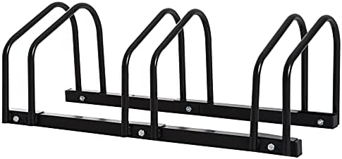 HOMCOM 3-Bike Bicycle Floor Parking Rack Cycling Storage Stand Ground ...