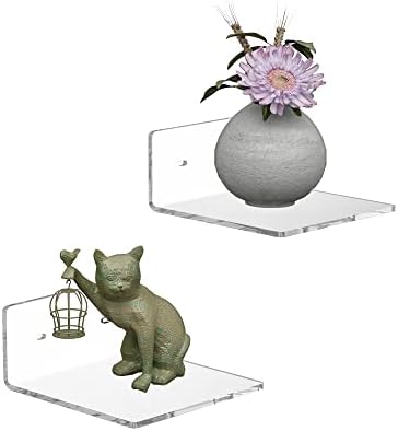 Sezanrpt 6 Inches Acrylic Small Wall Shelves, Clear Floating Shelf for Wall Mounting, Acrylic ...