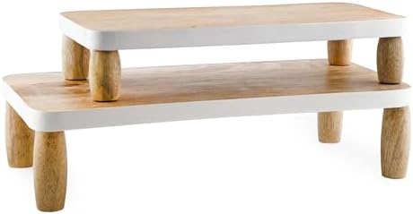 Amazon.com: AuldHome Design Farmhouse Round Wooden Risers (Set of 2 ...