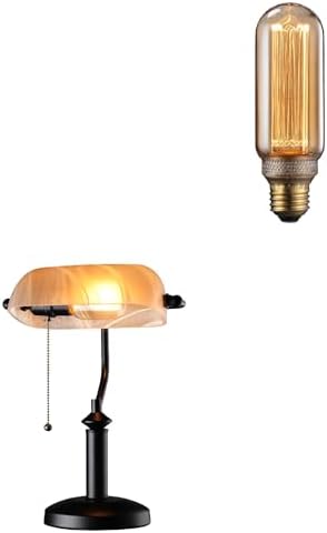 TORCHSTAR Pale Yellow Glass Bankers Desk Lamp, UL, Antique Desk Lamps ...