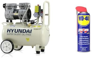 Hyundai HY7524 24 Litre Air Compressor, 5.2cfm/100psi, Silenced & WD-40 ...