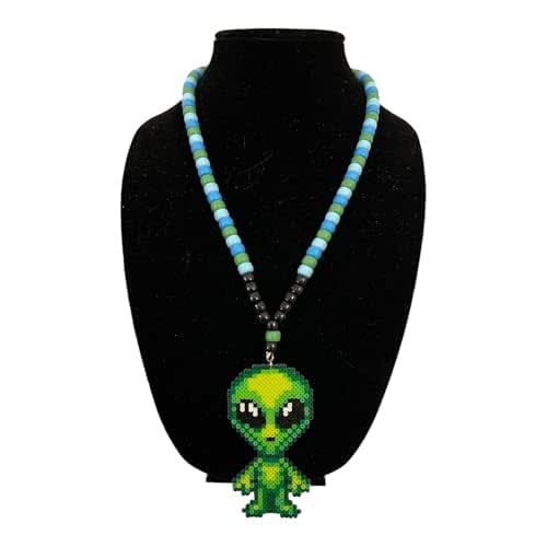 Amazon.com: Alien Handmade Mini Kandi Necklace for Festival Costume ...