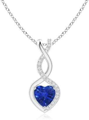 Amazon.com: Angara Natural Blue Sapphire Pendant for Women | Heart ...
