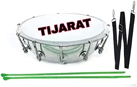 TIJARAT Musicals 12 inch Steel Dhol Tasha Drum with Stick belt : Amazon ...
