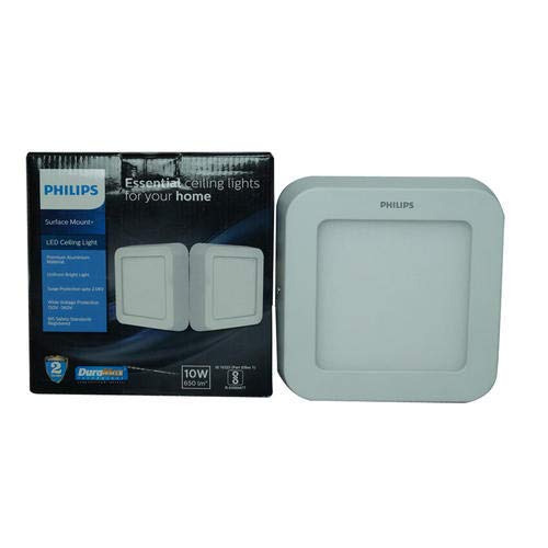 Philips Surface Mount Plus 10W Essential LED Ceiling Light Square Cool ...