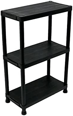 Oypla 3 Tier Black Plastic Heavy Duty Shelving Racking Storage Unit ...