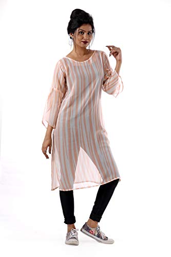 Buy udam Women's Georgette Printed Transparent Kurti (ud17, Multicolour ...