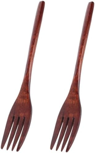 Amazon.com: EXCEART 2 Pcs Wooden Forks Japanese Wood Dinner Forks Fruit ...