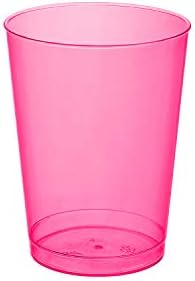 Amazon.com: PartyPrints 10 Pack 16 oz Neon Pink Reusable Blank Plastic ...