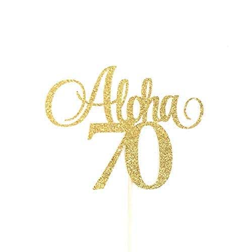 Amazon.com: Aloha 70 Topper, Hello 70 Cake Topper, Tropical 70th ...