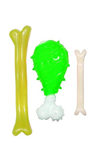 Buy Loving Pets Natural Rubber Bone Shape Chicken Leg Toy Chew Toy for ...