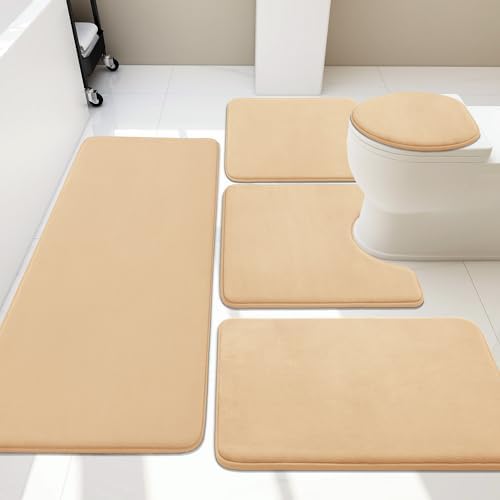 Amazon.com: YIHOUSE Bathroom Rug Set 5 Piece, Memory Foam Bath Mat Set ...