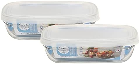 Buy Duralex Freshbox Tempered Glass Solid Rectangular Bowls with Blue ...