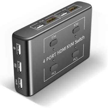 RyzCare 4 ports USB HDMI KVM Switch 4X1 HDMI KVM Switch External Button ...