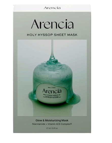 Amazon.com : Arencia Hyssop Glow Sheet Mask, 5 Pack, Hydrating, Glowing ...