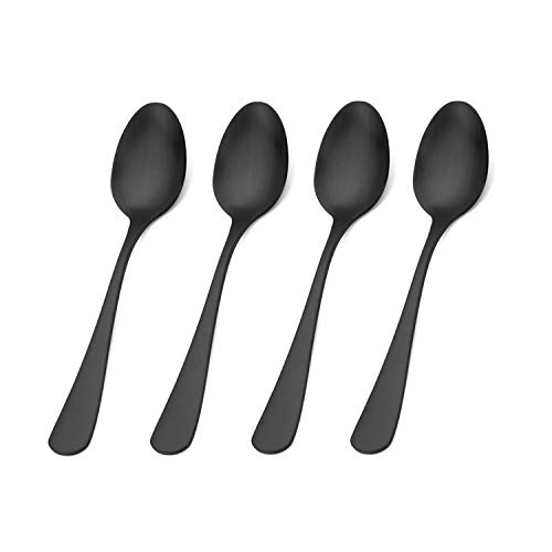 Snapklik.com : Matte Black Stainless Steel Dessert Spoons