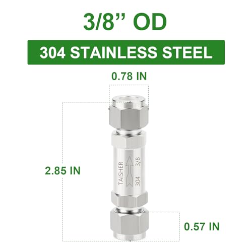 Snapklik.com : TAISHER 1PCS 304 Stainless Steel 3/8 Tube OD Check Valve
