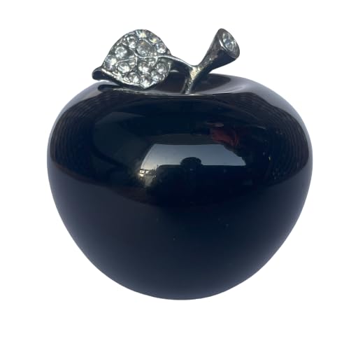 Black Obsidian Quartz Apple Idol Figurine Collectible Paperweight Craft ...
