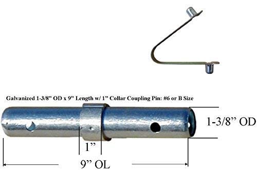 10 Scaffolding Coupling Pin 1-1/4"OD x 9"L with 1" Collar and 10 Spring ...