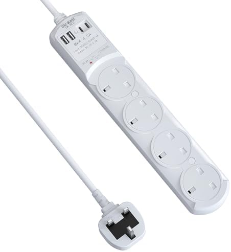 SE UKASE Extension Lead Power Strip Tower, 4 Way Socket Surge ...