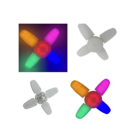 Buy led Bulb Multi Color Mini Fan Shape Foldable Fan Blade 5 Color LED ...