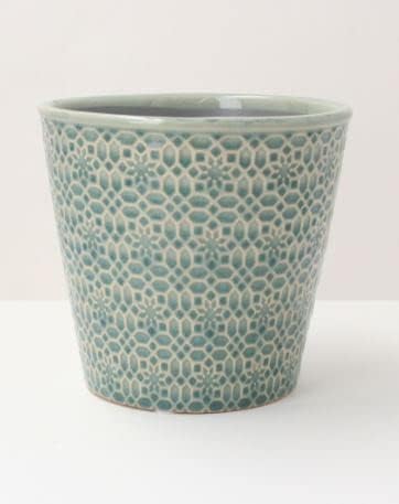 Gisela Graham Small Ceramic Plant Pot Cover - Blue Mosaic design ...