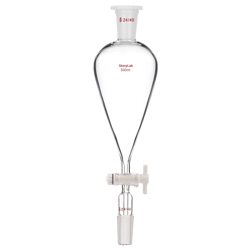 Stonylab Separatory Funnel With Ptfe Stopcock 500 Ml Conical Pear ...
