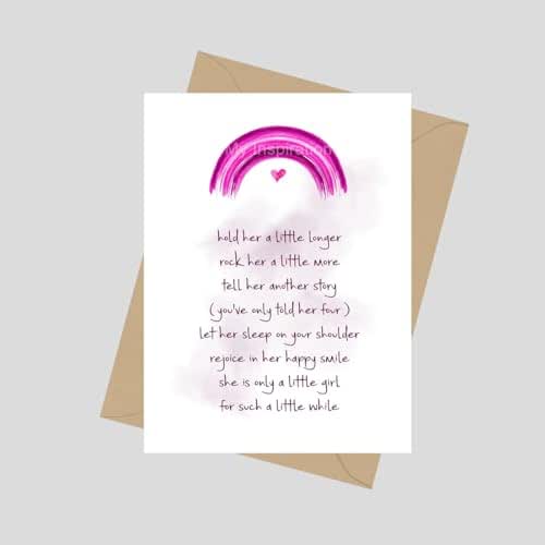 Amazon.com: Hold Her A Little Longer Poem, A5 Greeting Card, Baby Girl ...