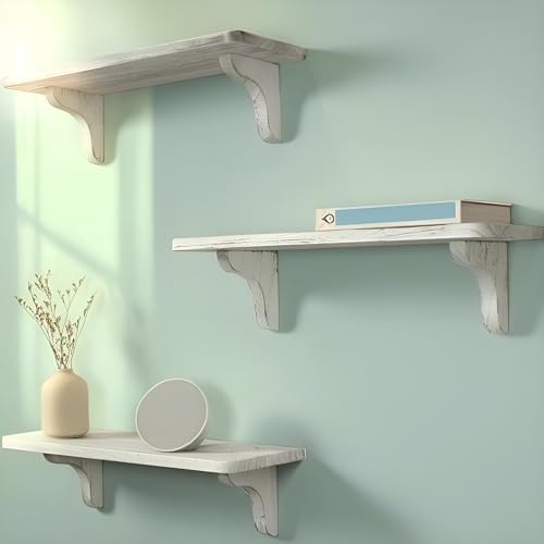 Amazon.com: Walasis White Floating Shelves for Wall 24inch & 19inch ...