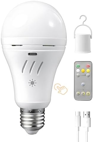 USB C Ampoule Rechargeable Avec Télécommande, 7W LED Ampoules Batterie ...