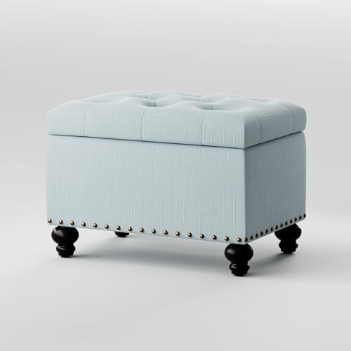 Amazon.com: Zihanhome Small Ottoman with Storage, Upholstered Button ...