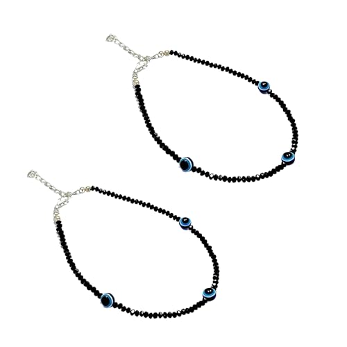 Amazon.com: handmade Black Bead Crystal Charm Anklet Bracelet Handmade ...