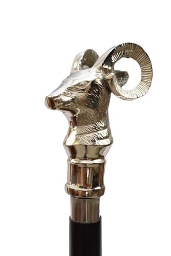 Amazon.com: Vintage Engraved Rams Head Walking Cane - Premium Wooden ...