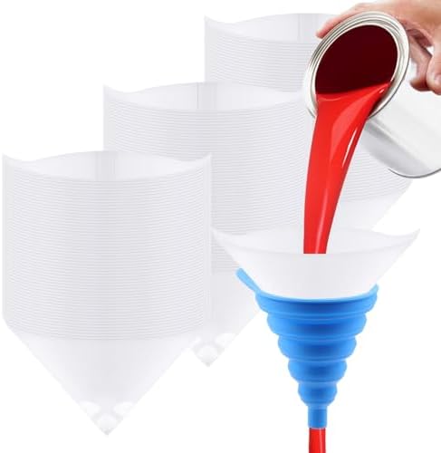 Wokape 100Pcs 100 Micron Paint Strainers with 1Pcs 120mm Blue Silicone ...