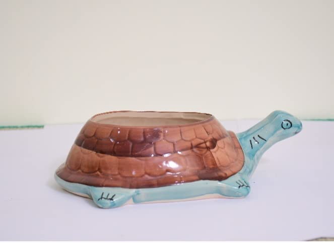 Serenity Decor Turtle Design Ceramic Planter| Flower Pot with Drainage ...