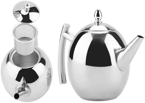Gsycle Stainless Steel Teapot with Infuser, Tea Kettle, Double Wall Insulated, Loose Leaf Tea ...