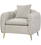 RELAX4LIFE Padded Accent Armchair, Wooden Upholstered Single Lounge ...
