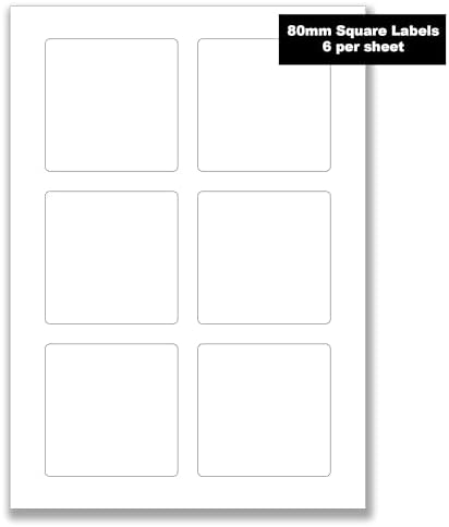 Blank 80mm Square Labels - 6 Per Sheet, 10 Sheets - Matt White Self ...