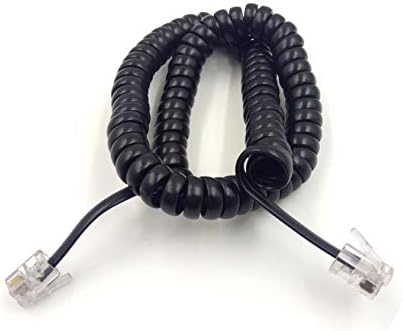 Telephone Cord, Haokiang 2 Pack Black Coiled Phone Cord Cable Length 2 ...