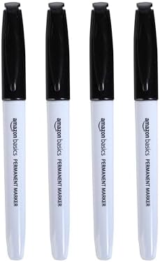 Amazon Basics Fine Point Tip Permanent Markers, Black 4 Pack : Amazon ...