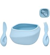 Amazon.com: Tiny Genius Toddler Utensils Set Ergonomic Fork and Spoon and Bowl Set Non-Slip ...